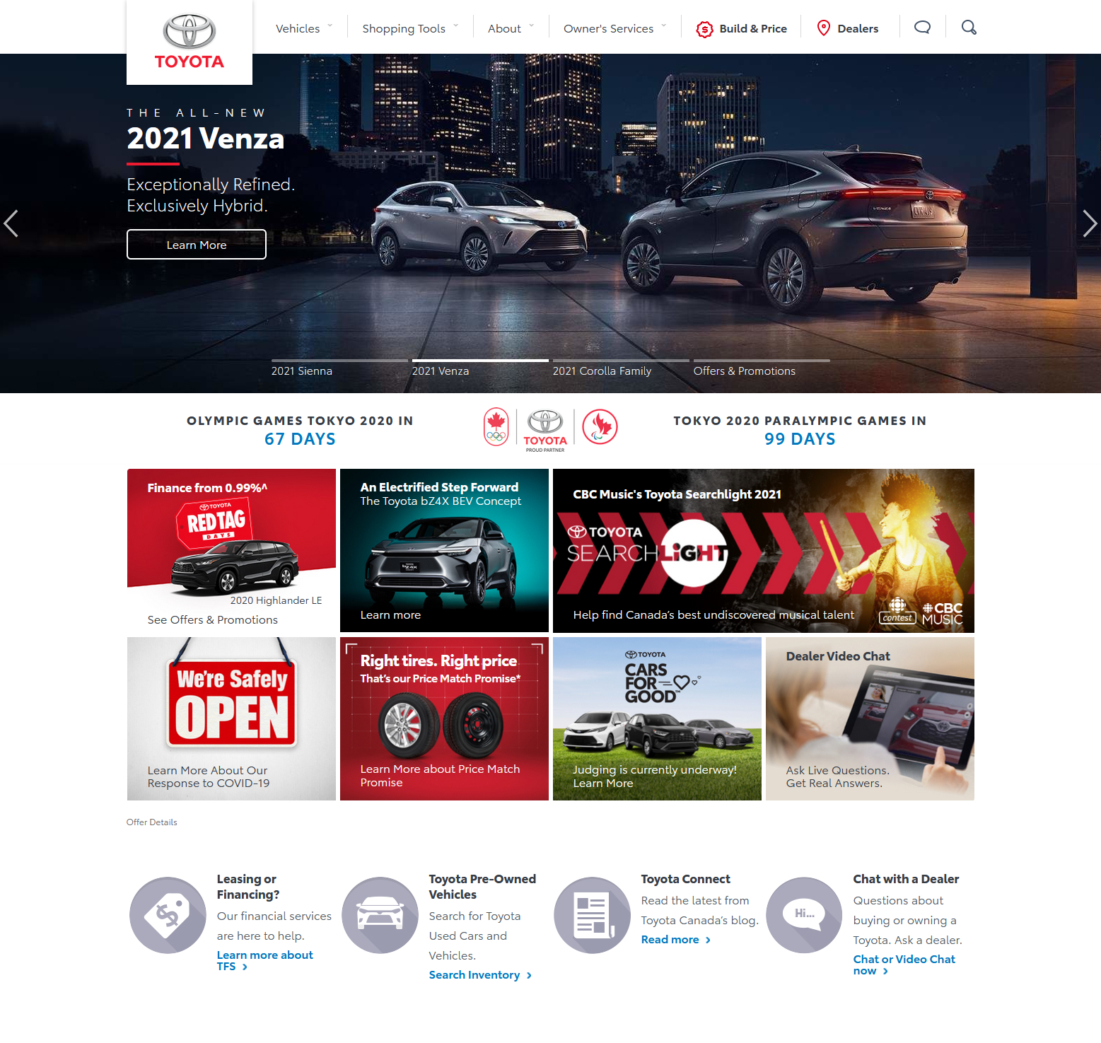 Toyota Canada Website